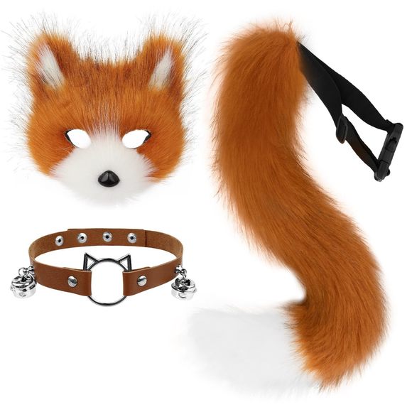 Нbbhml | Accessories | Faux Fur Fox Mask Wolf Cat Fluffy Tail And ...